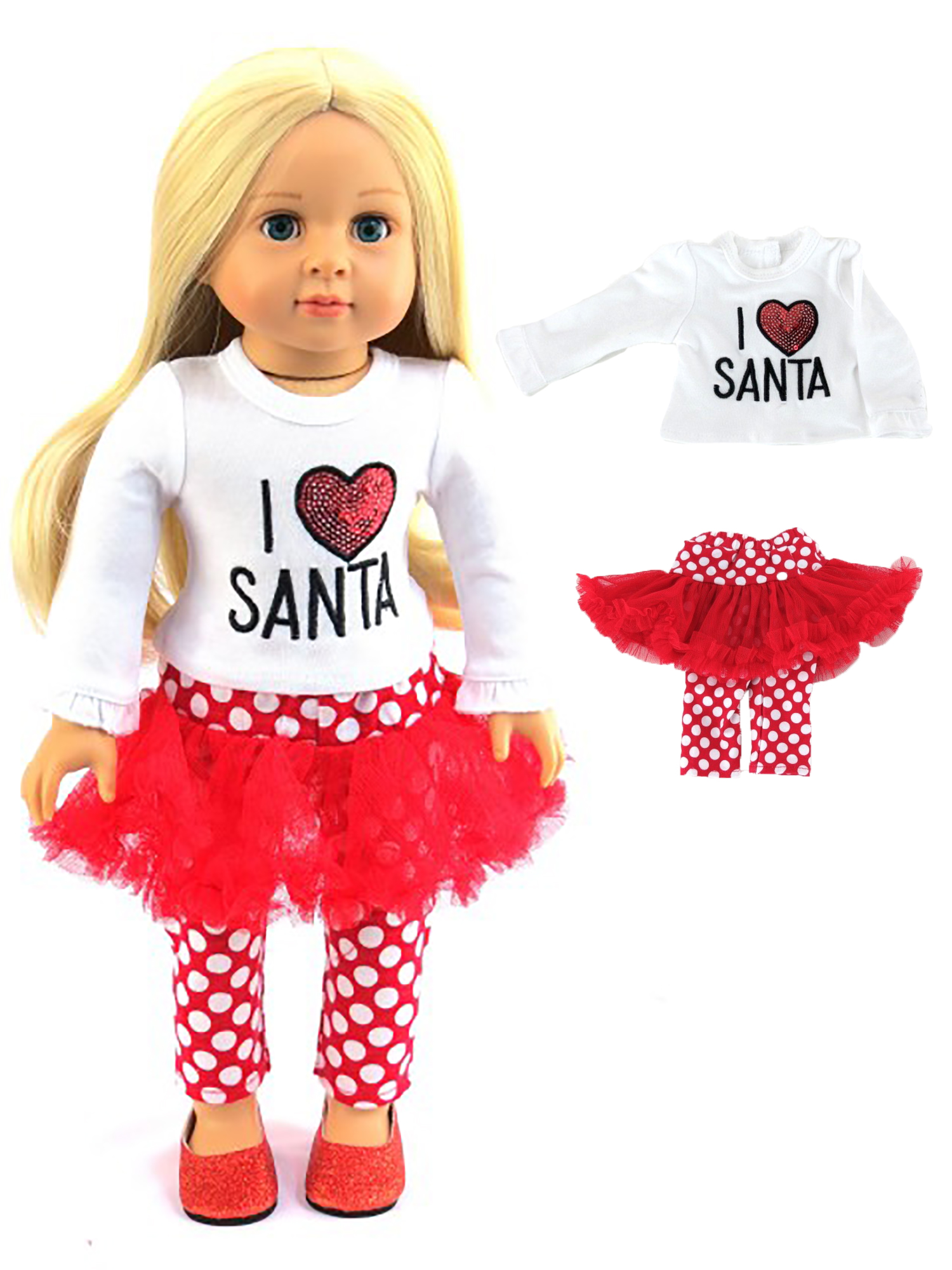 18" I Love Santa Christmas Outfit 457 - American Fashion World