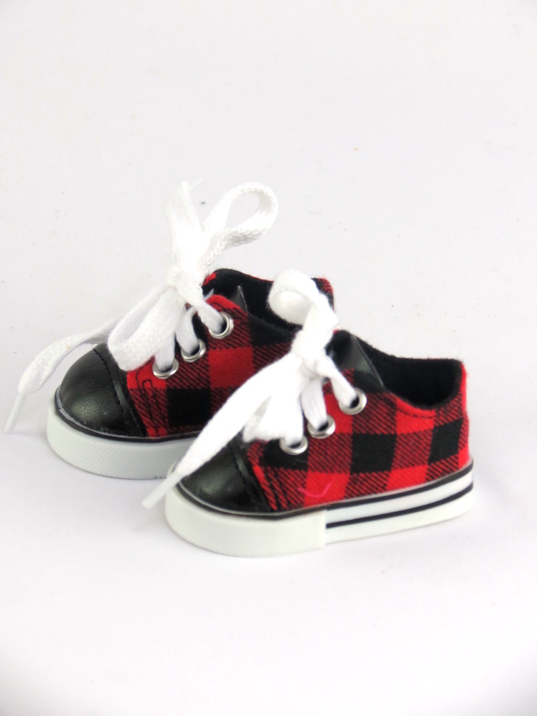 Red and Black Plaid Sneakers BCS364 - American Fashion World