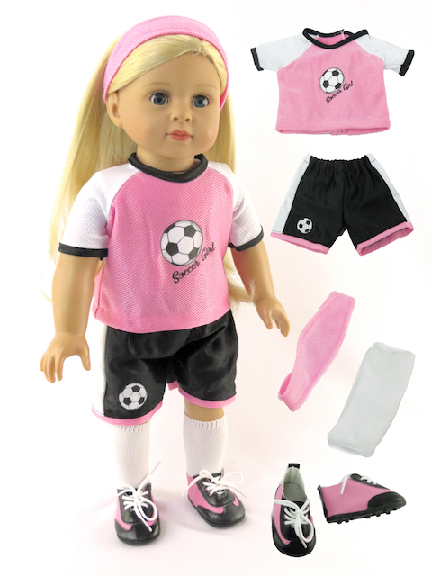 18" Soccer Girl Pink Soccer Outfit 277 - American Fashion World