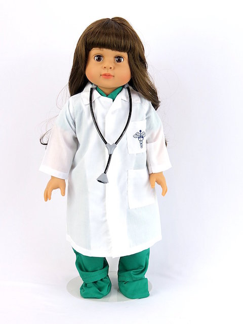 18" Green Doctor Doll Medical Scrubs with Accessories 981 - American ...