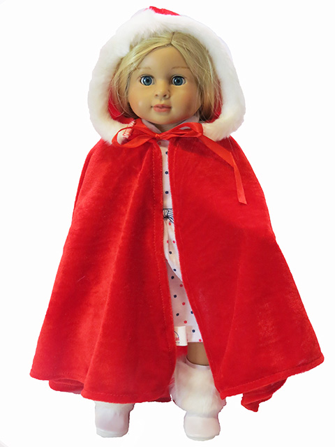 18" Red Winter Cape with Fur Trim 555 (Only 18) - American Fashion World