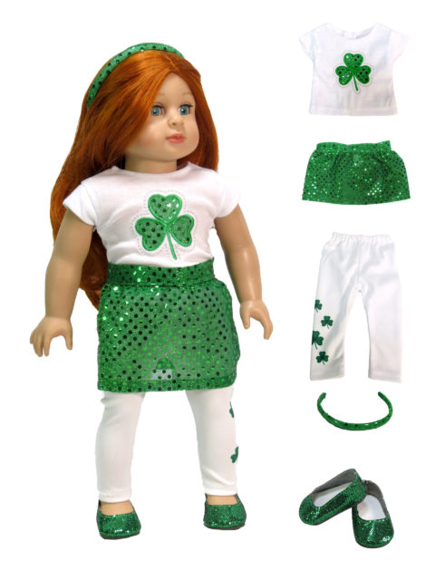 18" Clover Outfit with Headband and Shoes 1197 - American Fashion World
