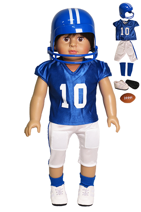 18" Blue Football Uniform 6pc 1700 - American Fashion World