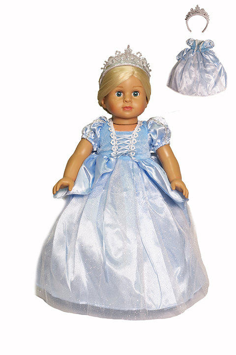 18" Light Blue Princess Dress 1625 - American Fashion World