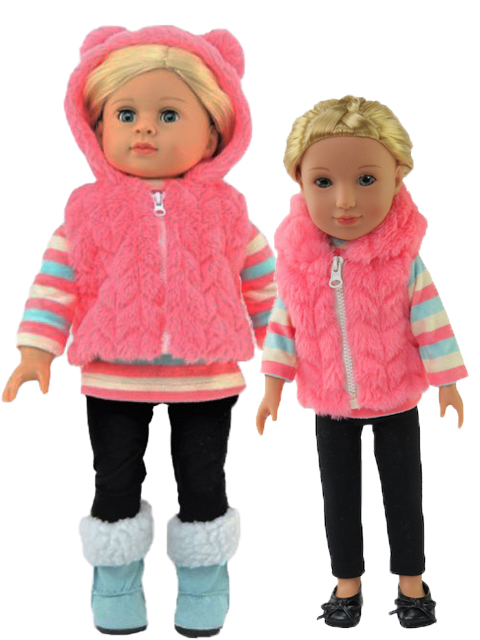 Furry Coral Colored Bear Vest Outfit 841 2049 - American Fashion World