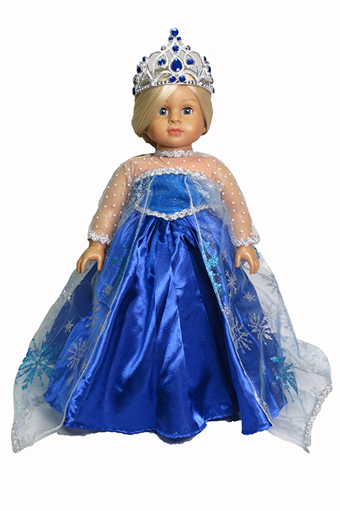 18" Elsa Dark Blue Snowflake Dress 1641 - American Fashion World