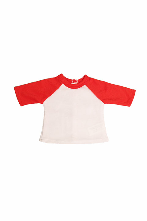 18" Red and White Ragland Long Sleeved T-Shirt - American Fashion World